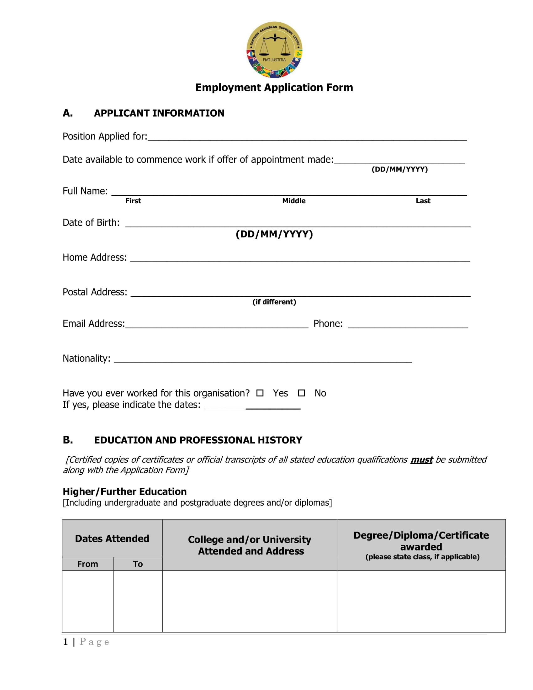 ECSC Application Form